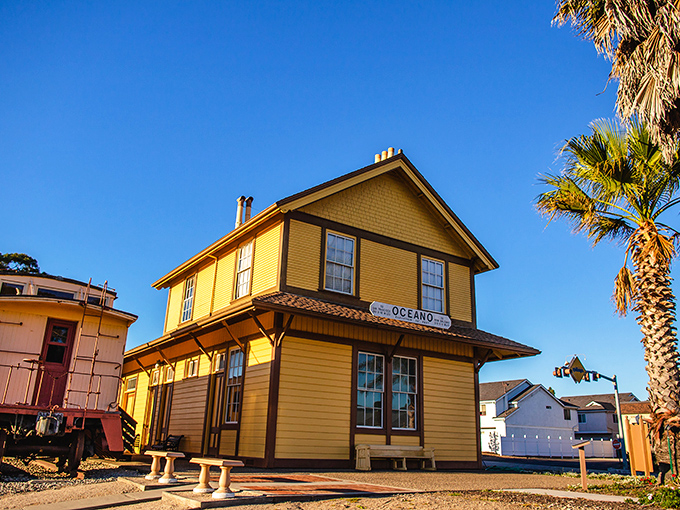 Oceano's bright blue storefronts welcome visitors with coastal charm and small-town prices that retirees can actually afford.