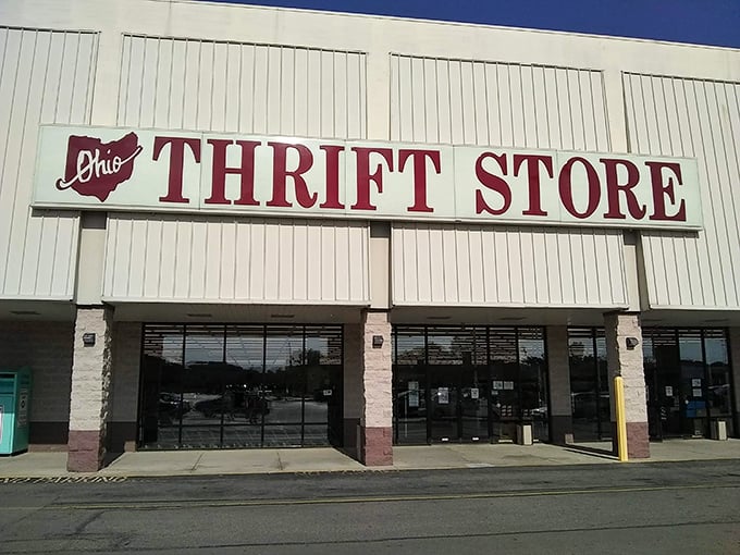 Ohio Thrift Store proudly displays state pride right in its name. Buckeye bargains await behind those doors!