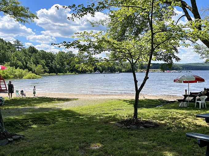 Palmyra Township's beach offers front-row seats to Lake Wallenpaupack's vastness, where every day ends with nature's light show.