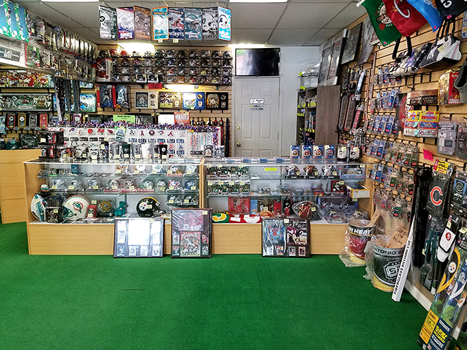 Sports fan heaven! The Pocono Bazaar's memorabilia section is where grown-ups can still collect their childhood heroes.