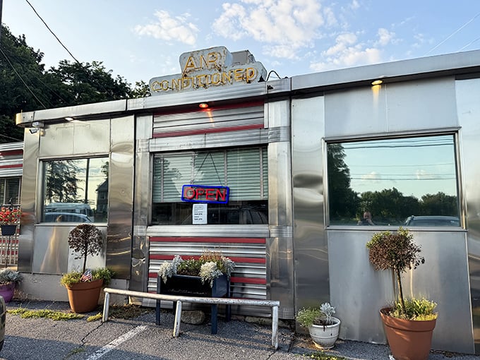 Route 30 Diner's classic white building with red trim &ndash; as American as the apple pie waiting inside.