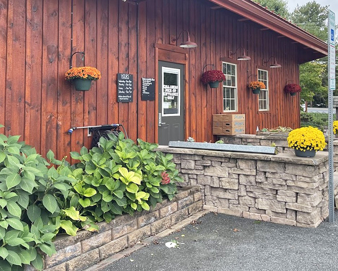 Hanging flower baskets and rustic wood&mdash;Stampede dresses for the occasion before serving the main event.
