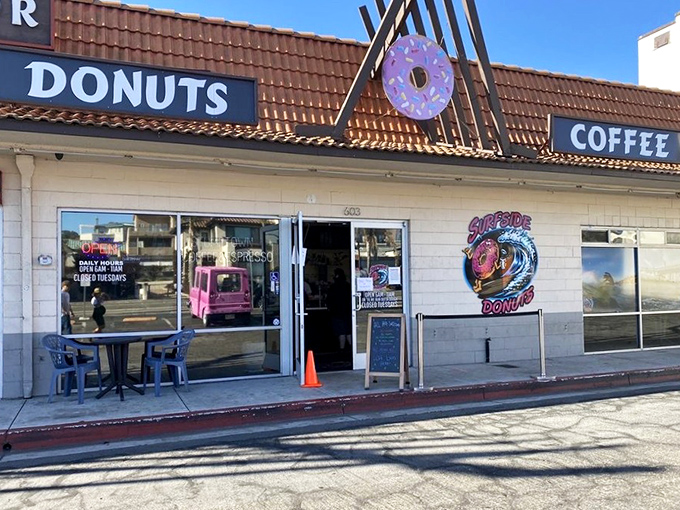 Surfside Donuts' playful logo captures the laid-back beach vibe perfectly. Where surfers and sweet tooths find common ground.