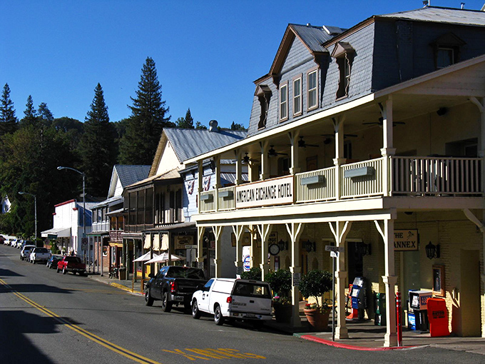 Sutter Creek's historic main street basks in golden California sunshine, much like the nuggets that put this place on the map.