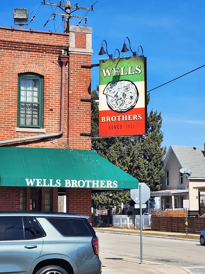 Wells Brothers' vintage sign proudly displays Italian colors and "Since 1921" &ndash; some traditions are worth keeping exactly as they are.