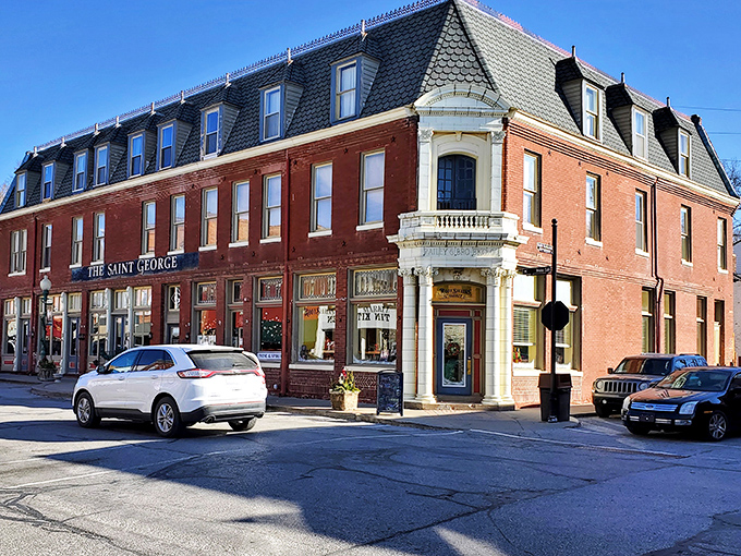 The Saint George Hotel building anchors Weston's historic district with the confidence of someone who knows they've aged exceptionally well.