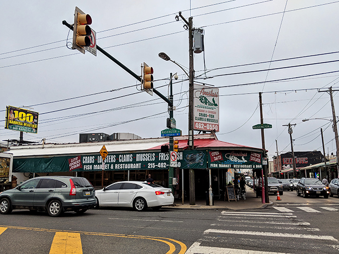 Where seafood meets street corner &ndash; Anastasi's green awnings signal fresh catches in the heart of South Philly.