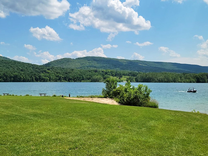 Canoes await adventure at Bald Eagle State Park, where the water calls to paddlers like a siren song.