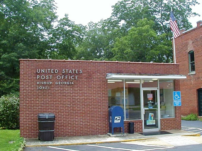 Where the post office doubles as the social network. Bishop's brick buildings have witnessed generations of Georgia life.