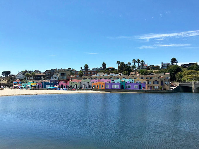 The rainbow row of Capitola – where houses dress more colorfully than tourists on vacation.