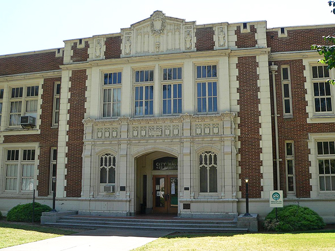 Colusa City Hall that's actually welcoming! These ornate windows have witnessed more town meetings than a season of Parks and Recreation.