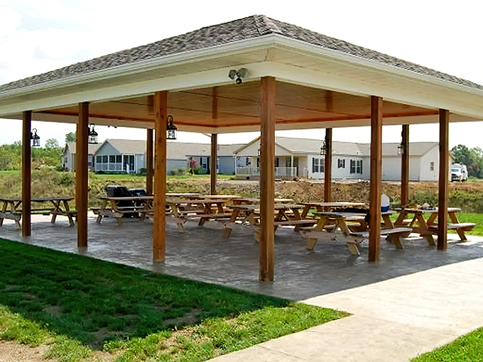Community pavilions invite neighbors to gather, share stories, and celebrate retirement life done right together.