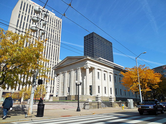 Classical columns frame Dayton's civic pride while autumn colors paint the perfect backdrop for retirement dreams.