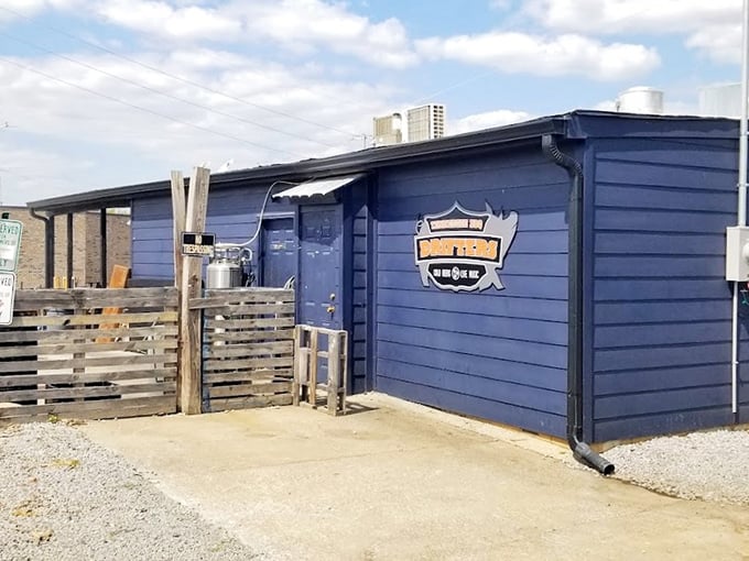 "This blue BBQ oasis looks ready for a night of meat sweats and cold local brews."