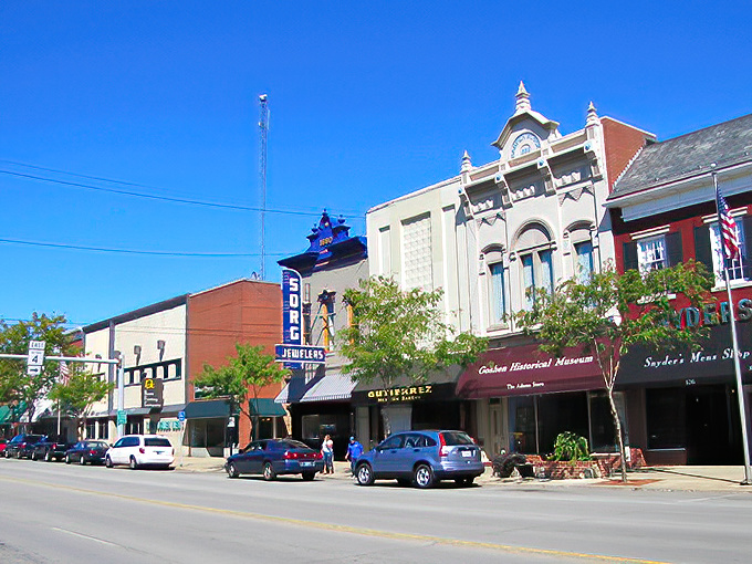 Goshen's colorful storefronts invite window shopping that won't empty your wallet in this delightfully affordable northern Indiana gem.