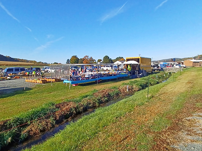 The casual, country atmosphere of Jake's with tents and tables spread across an open field. Social security checks come to die here!
