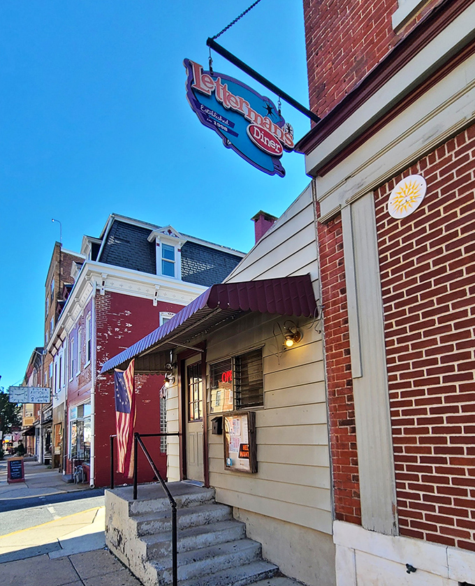 The vintage Letterman's sign hints at stories shared over countless cups of coffee and conversation.
