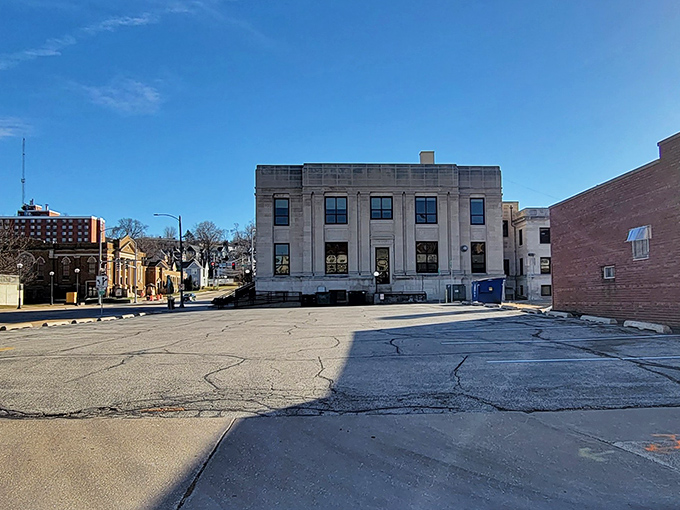 Downtown Moline reveals its Midwestern charm through weathered streets and sturdy architecture that whispers stories of resilience.