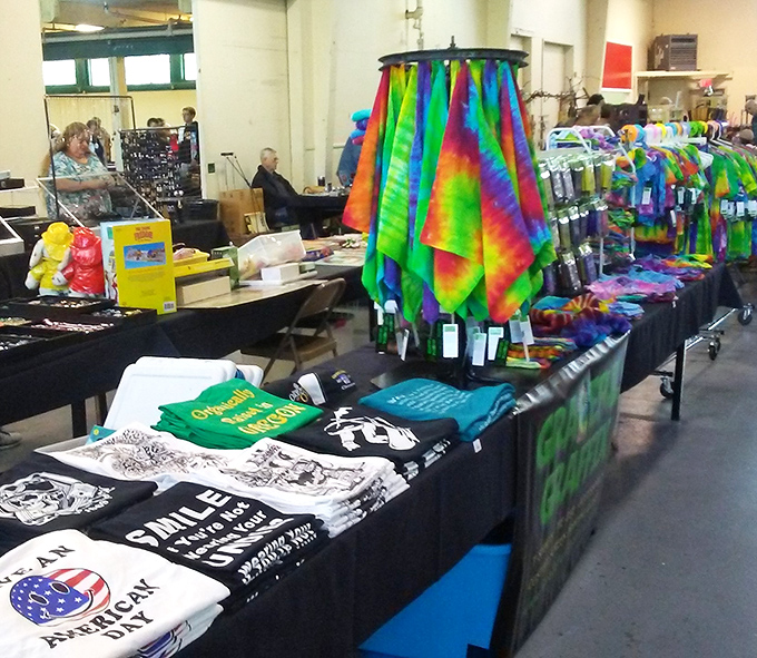 Tie-dye dreams and vintage treasures create a rainbow of possibility at Eugene's beloved Picc-A-Dilly Flea Market.