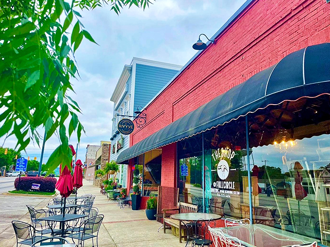 The kind of street where shopkeepers still sweep their sidewalks and greet you by name in Pickens.