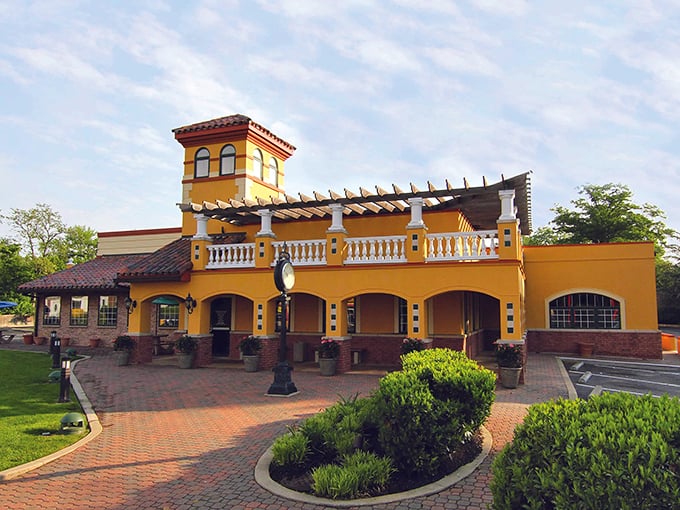 The Spanish-inspired architecture of Pizza John's is Essex's way of saying, "Our pizza deserves a palace." 