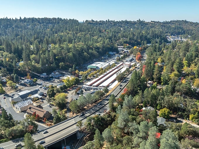 From above, Placerville reveals its perfect location as the gateway to Sierra adventures.