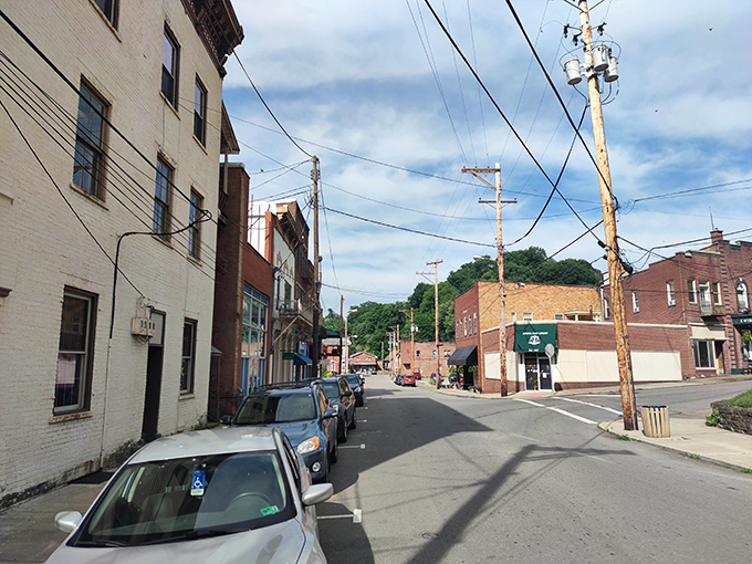 Power lines and pickup trucks tell the authentic story of working-class communities along Ohio's rivers.