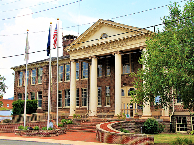 The heart of Pulaski showcases classic American architecture. That classic courthouse reaches skyward like the town's aspirations!