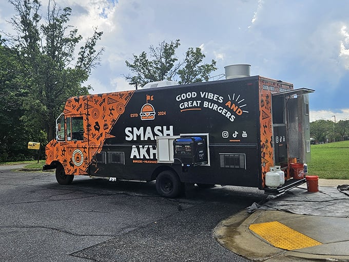"Good Vibes and Great Burgers" isn't just a slogan&mdash;it's a mobile promise wrapped in an eye-catching orange package.
