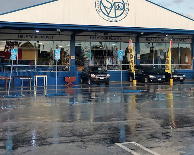 Rain can't keep bargain hunters away from St. Vincent de Paul. Where every purchase powers a triple win!