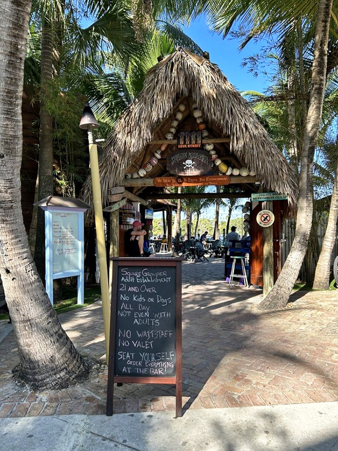 Where rustic charm meets tiki tradition, complete with a chalkboard menu that keeps things refreshingly simple and honest.