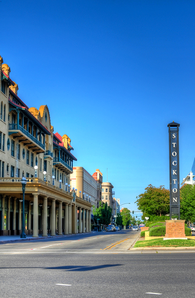 Historic architecture meets modern affordability in downtown Stockton, where seniors find both beauty and budget-friendly living.