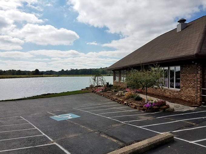 Sometimes the perfect meal comes with a side of serene lake views and endless blue skies. 