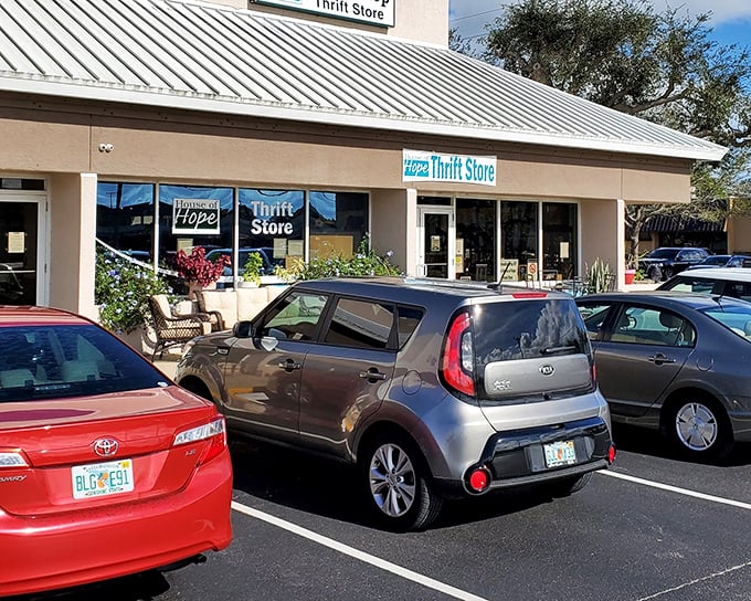 Busy parking lots tell the story of a beloved community thrift store destination. 