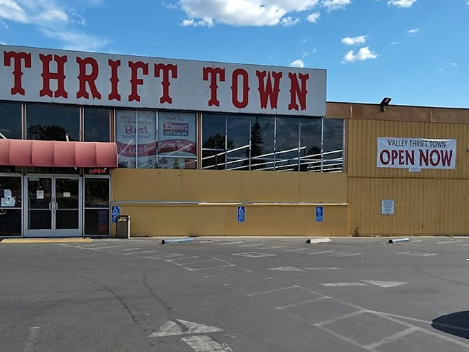 Thrift Town's sprawling parking lot hints at the vastness of vintage goodies inside.