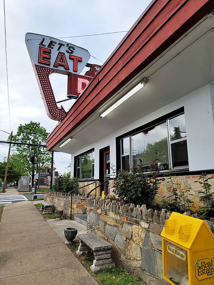 Stone foundation, classic sign, and a promise of pancakes&mdash;Twenty Four Hundred Diner is breakfast architecture at its finest.