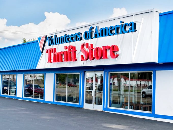 This blue-trimmed storefront welcomes shoppers into a world where every purchase supports something bigger than just great deals.