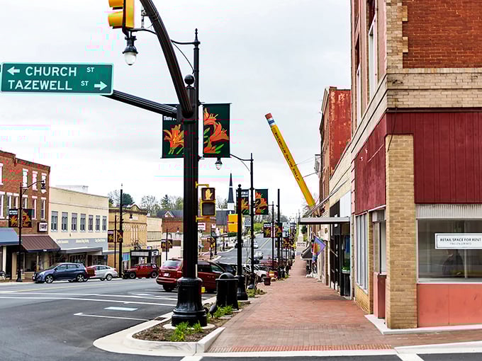 Church Street and Tazewell Street intersection captures Wytheville's essence in one frame. Brick sidewalks that have witnessed generations of friendly hellos.