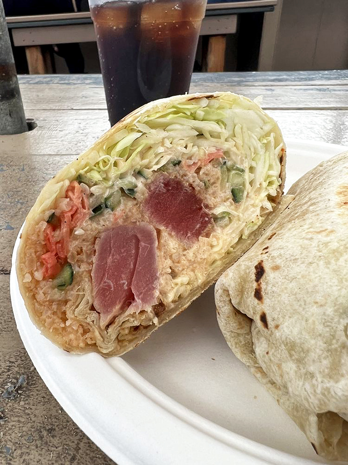 Seared ahi meets California creativity in a burrito that would make both traditional chefs and innovators nod in respectful agreement.