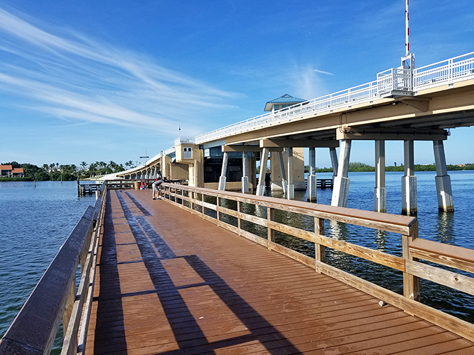 This fishing pier stretches toward possibility. In Englewood, "gone fishing" isn't an excuse&mdash;it's a lifestyle upgrade.