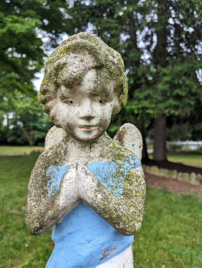 Guardian angels watch over this magical realm, adding spiritual beauty to artistic wonder.