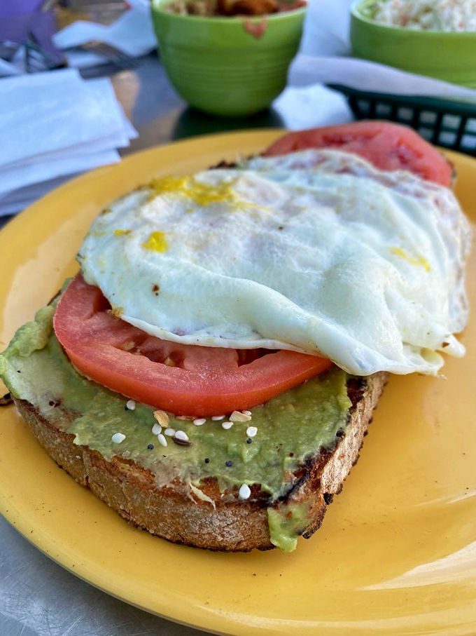 Avocado toast that actually justifies its existence. That perfectly fried egg on top isn't just an addition&mdash;it's the completion of a breakfast masterpiece.