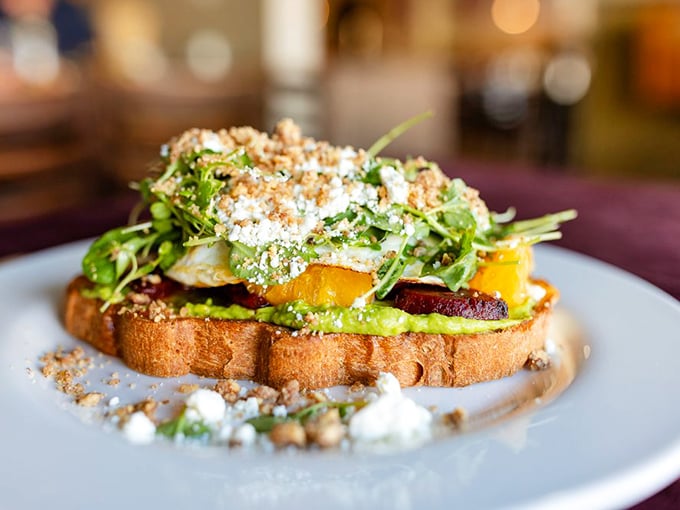 Avocado toast elevated to an art form&mdash;this isn't just breakfast, it's edible architecture with a foundation of freshness and a roof of microgreens.