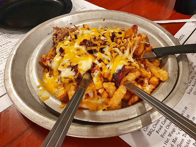 When cheese and barbecue join forces atop crispy fries, world peace suddenly seems achievable.
