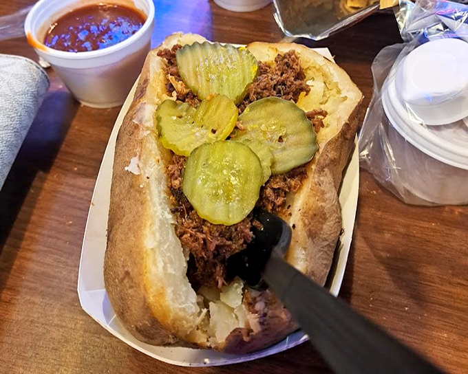 A loaded potato meets chopped beef in a romance that would make Shakespeare put down his quill and pick up a fork.