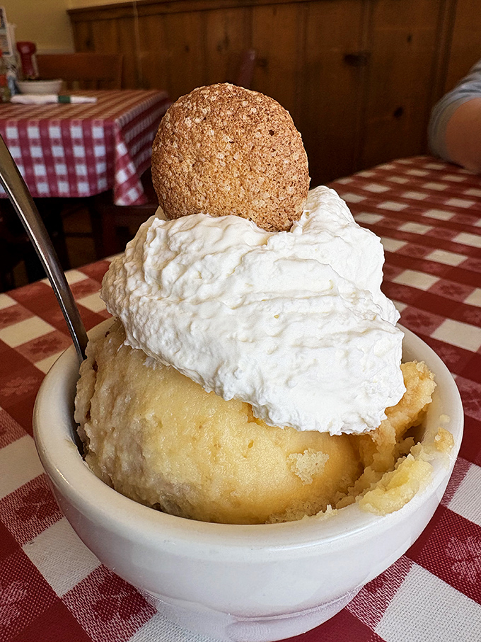 Banana pudding that would make your grandmother both proud and jealous. That cookie garnish is the exclamation point.