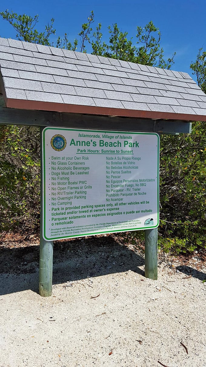 The rules board: where "No Fun Allowed" is notably absent. Just the usual "don't ruin paradise for everyone else" guidelines.