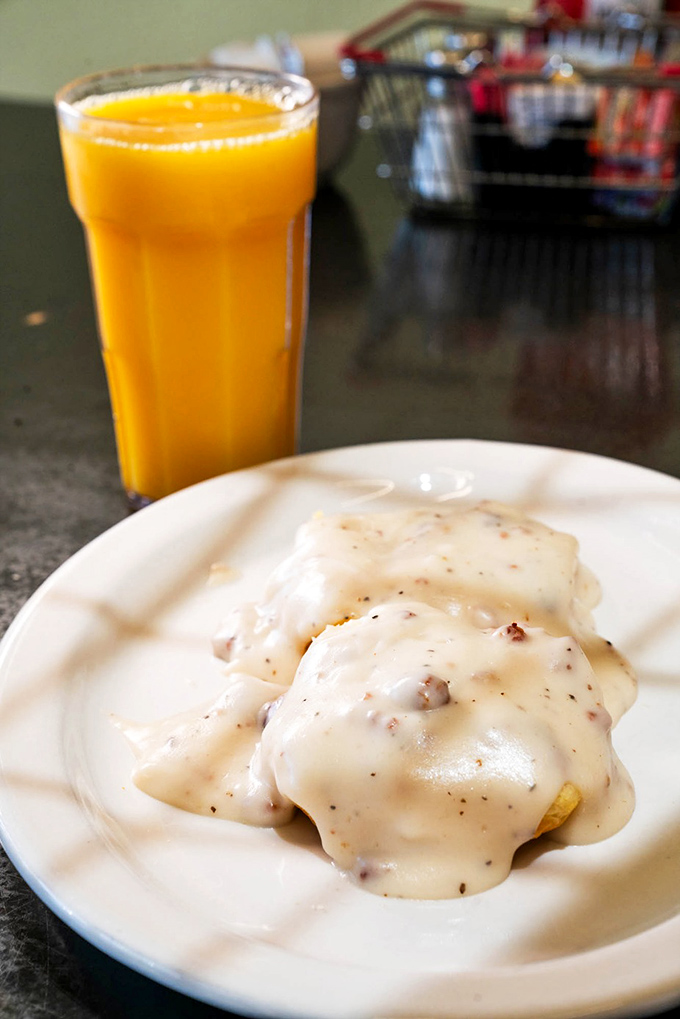 Biscuits drowning in gravy so perfect, it should probably be declared a national treasure.