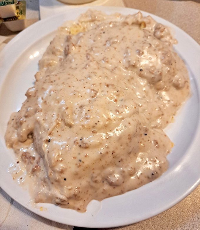 Biscuits and gravy—the breakfast equivalent of a warm hug from your favorite aunt. Comfort food perfection.