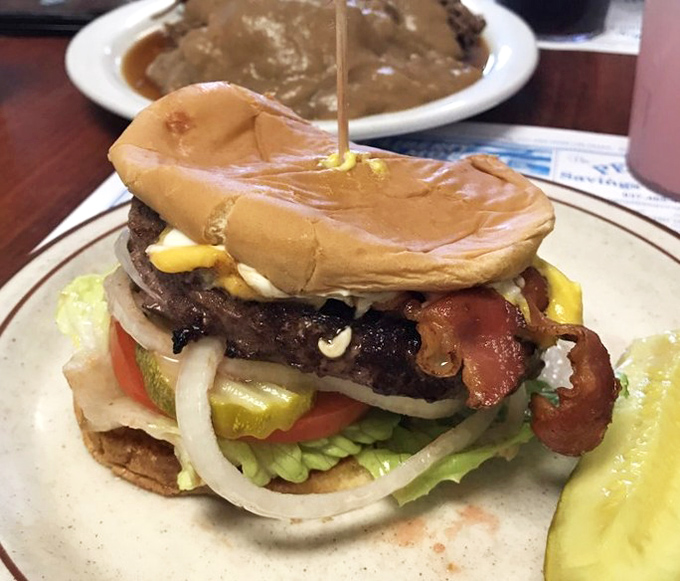 Behold the burger that launched a thousand napkins&mdash;a towering testament to the beauty of beef, bacon, and all the fixings on a perfectly toasted bun.